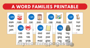 A WORD FAMILIES PRINTABLE – My Learning Pages