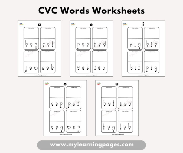 CVC WORDS WORKSHEETS – My Learning Pages
