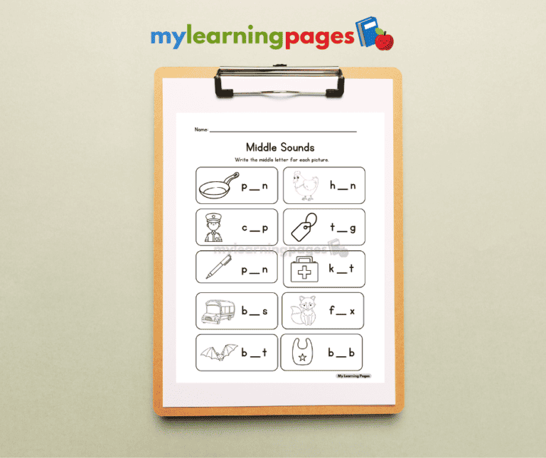 MIDDLE SOUNDS WORKSHEETS FOR KINDERGARTEN – My Learning Pages