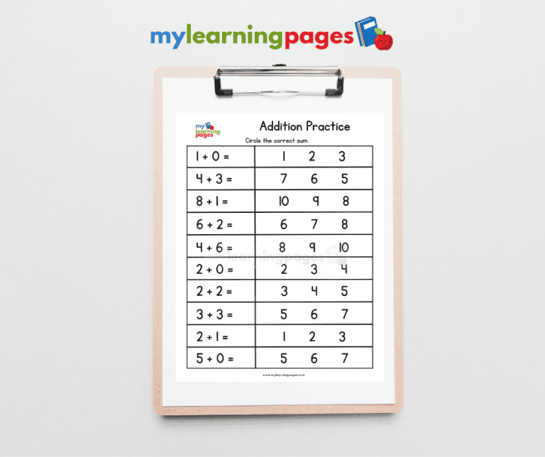 ADDITION WORKSHEETS FOR KINDERGARTEN – My Learning Pages