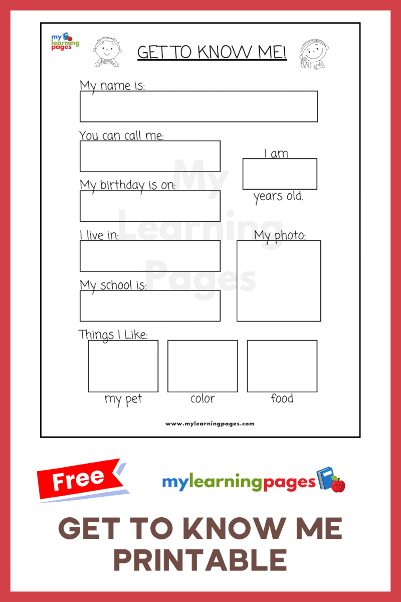 ALL ABOUT ME WORKSHEETS – My Learning Pages