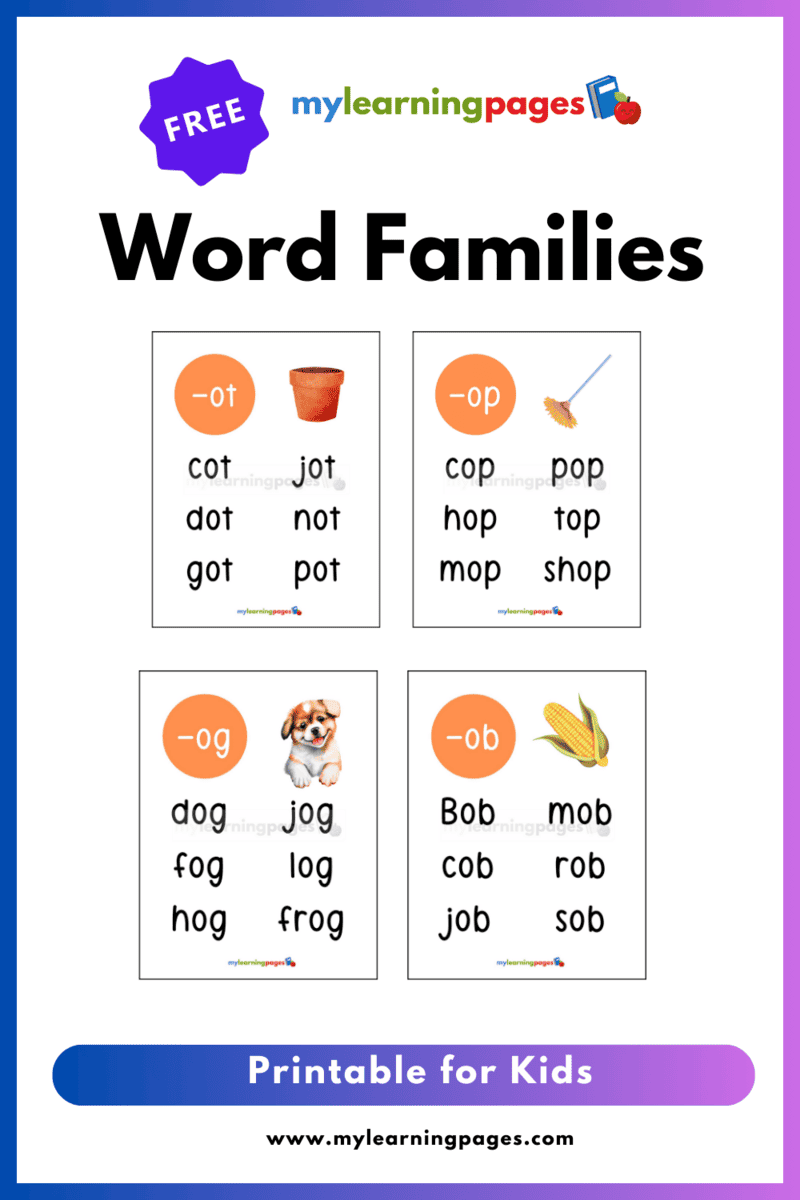 CVC WORD FAMILIES – My Learning Pages