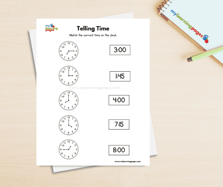 TELLING TIME WORKSHEETS – My Learning Pages