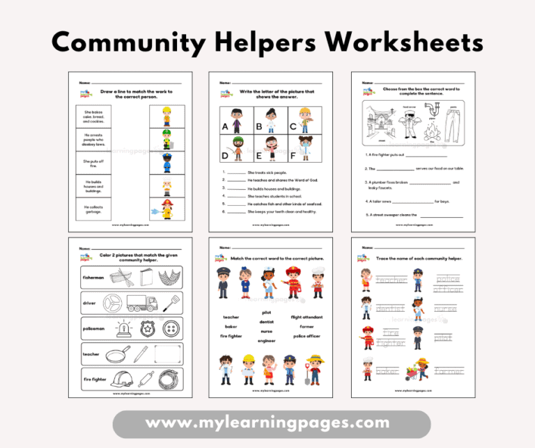 COMMUNITY HELPERS WORKSHEETS – My Learning Pages