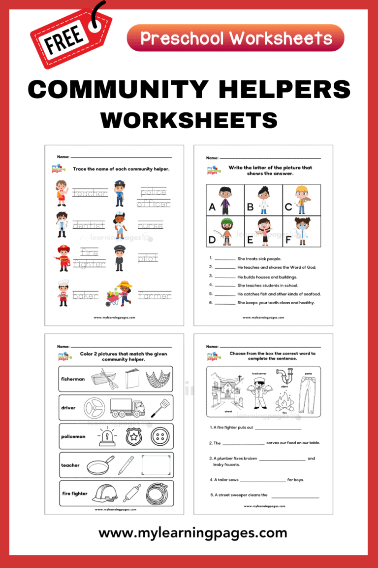 COMMUNITY HELPERS WORKSHEETS – My Learning Pages