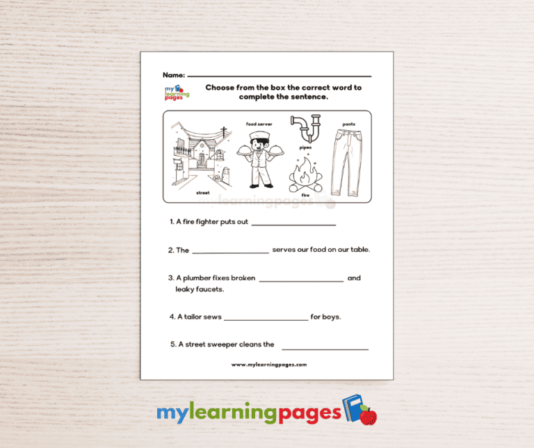COMMUNITY HELPERS WORKSHEETS – My Learning Pages