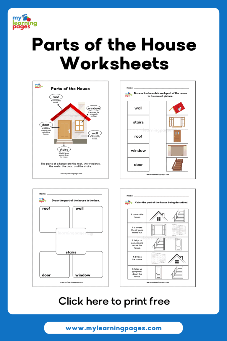 PARTS OF THE HOUSE WORKSHEETS – My Learning Pages