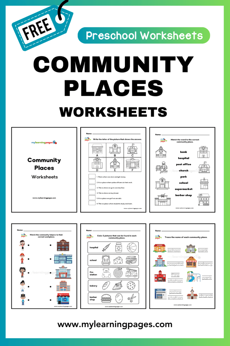 Community Places Worksheets – My Learning Pages